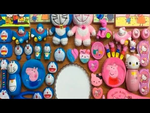PEPPA PIG Hello Kitty & Doraemon Slime Pink vs Blue | Mixing Random ...