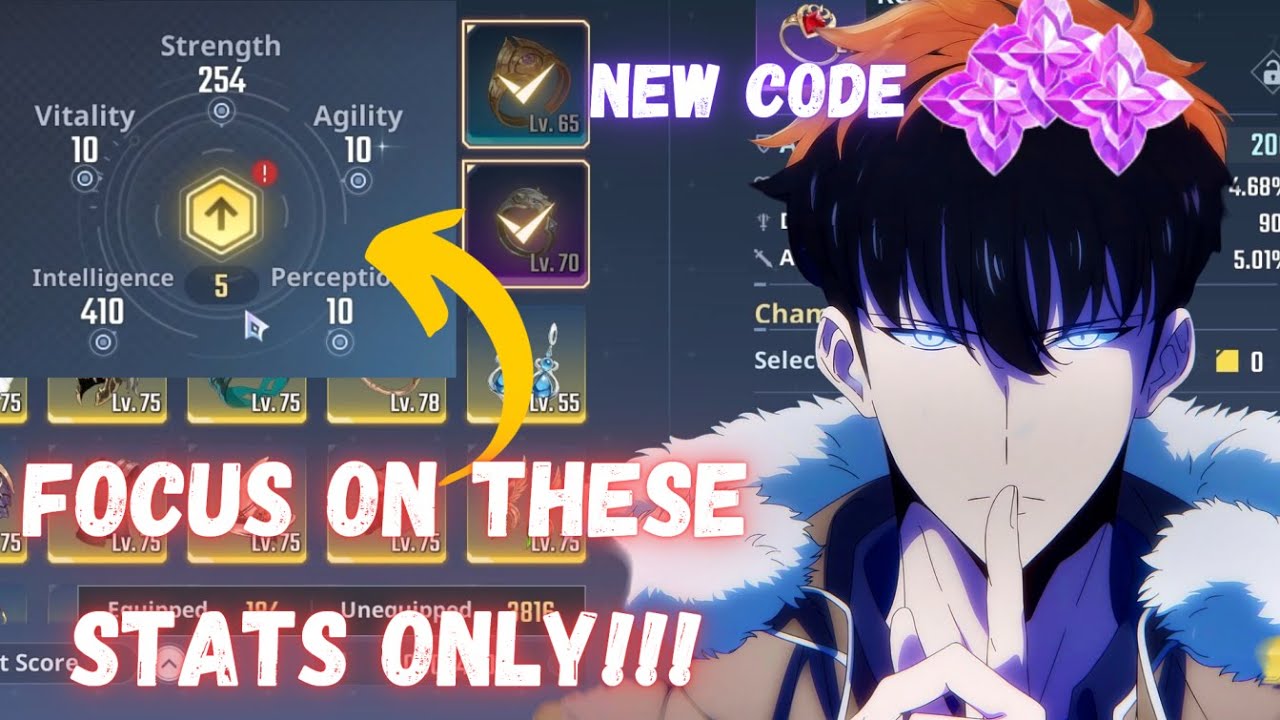 Sung Jinwoo Stat Guide || New Code (Essence Stones) || Bad Artifact Inventory&Fusion system ...