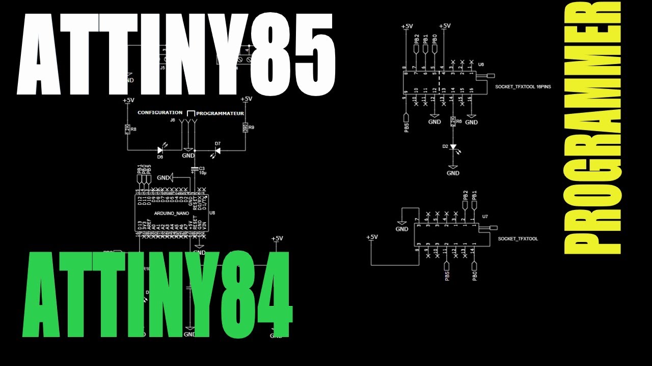 DFTA235 Le MEILLEUR programmateur DIY pour ATtiny84 & 85 (schémas + GitHub inclus) - YouTube