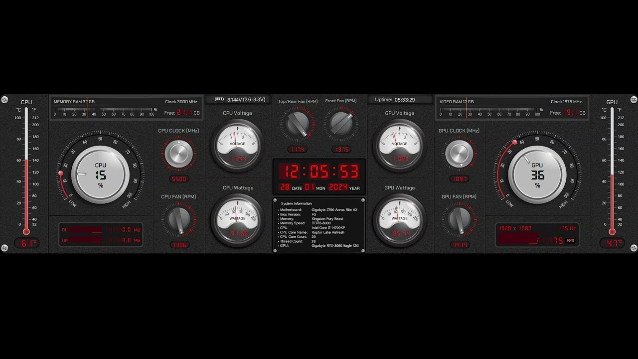 Custom 'AIDA64' Sensor Panel Skin - 20_1920 x 480_SSP-17_DK - YouTube