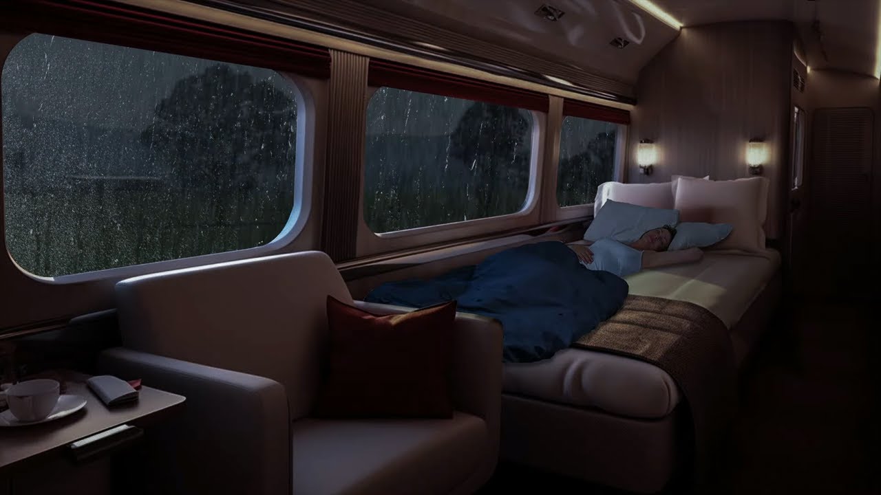 Relax on a rainy night on the train | train sounds on rainy days to aid ...