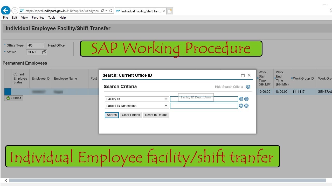 Facility/Shift Transfer Procedure in SAP | 3 Steps | Complete Procedure ...