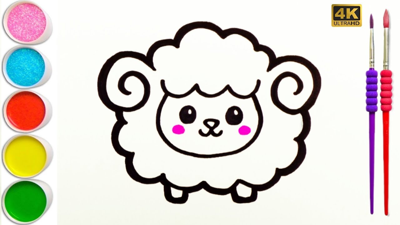 Cute Baa Baa black Sheep drawing for kids & toddlers | Easy Sheep ...