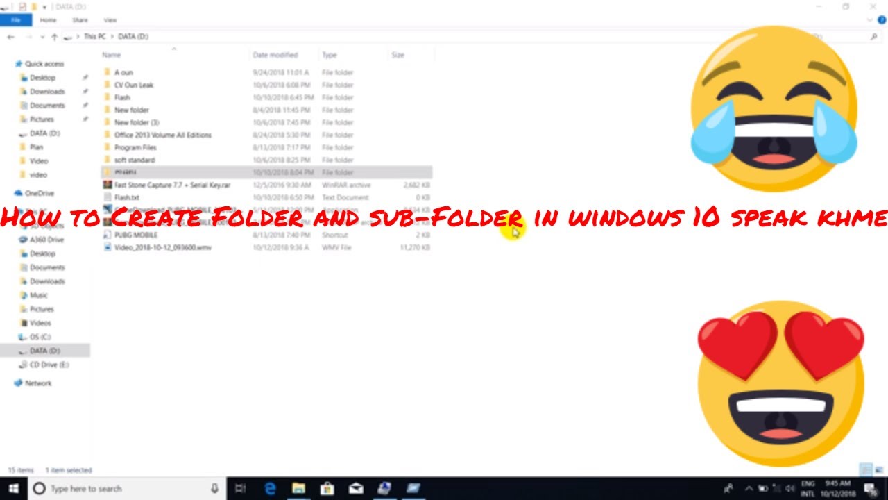 how to create folders and sub-folders in windows 10 Speak Khmer - YouTube