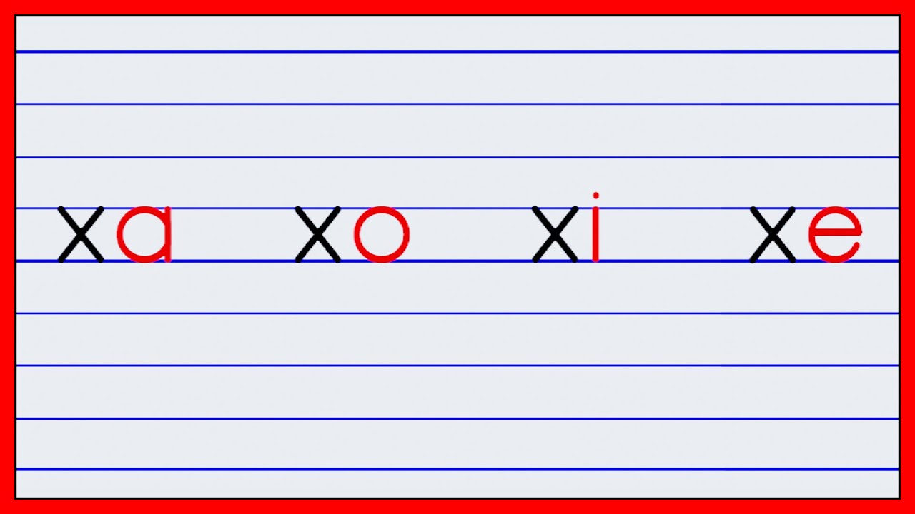 les syllabes en français avec la lettre x minuscule en écriture script ...
