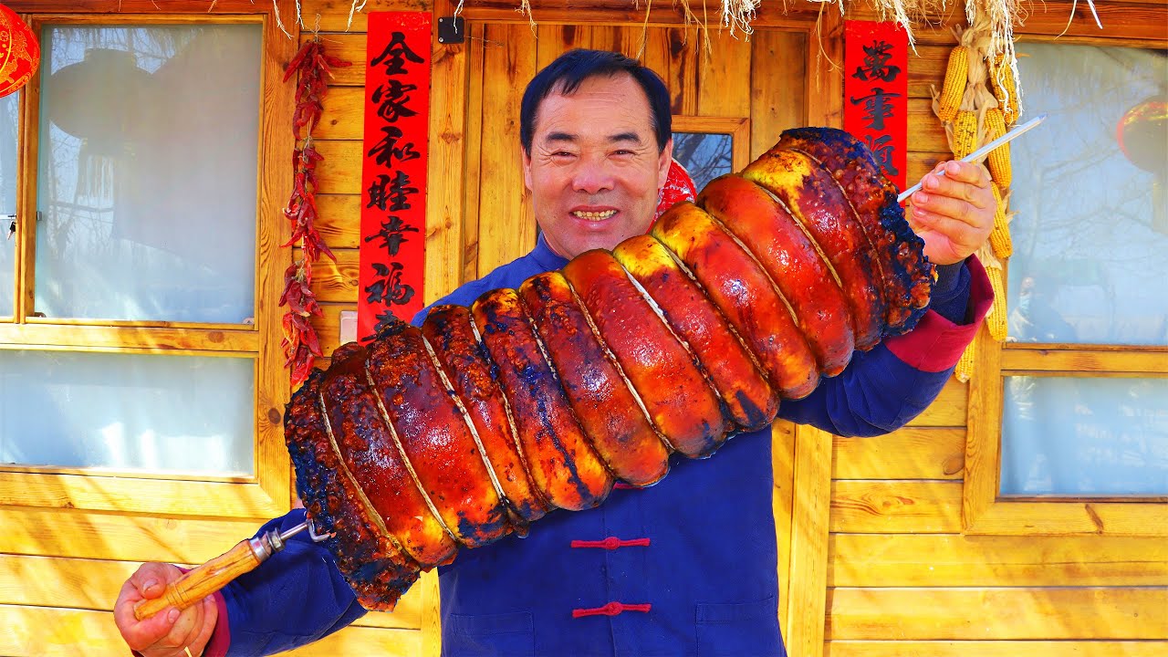 GIANT Crispy Pork Belly Roll! Too BIG to Fit in Oven! | Uncle Rural ...