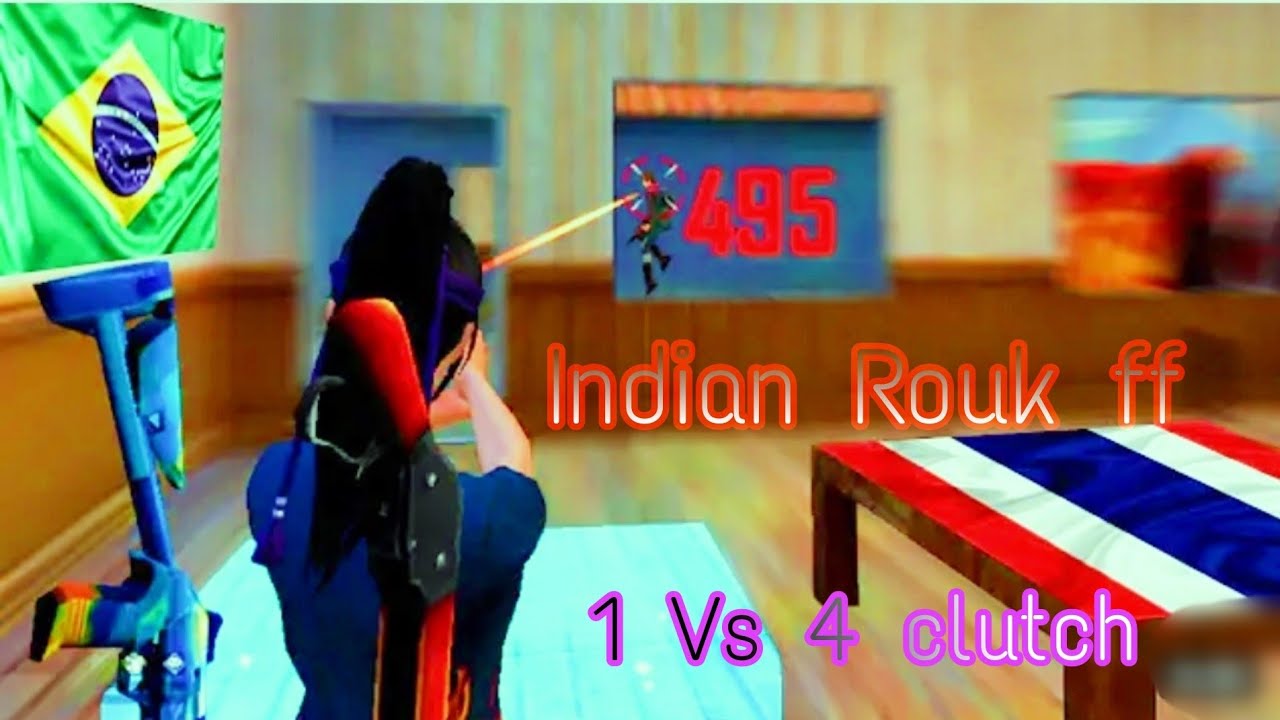 || indian Rouk FF || 1vs 4 clutch 👉🌹||• custom chellenge 1 Vs 4 •Rouk ...
