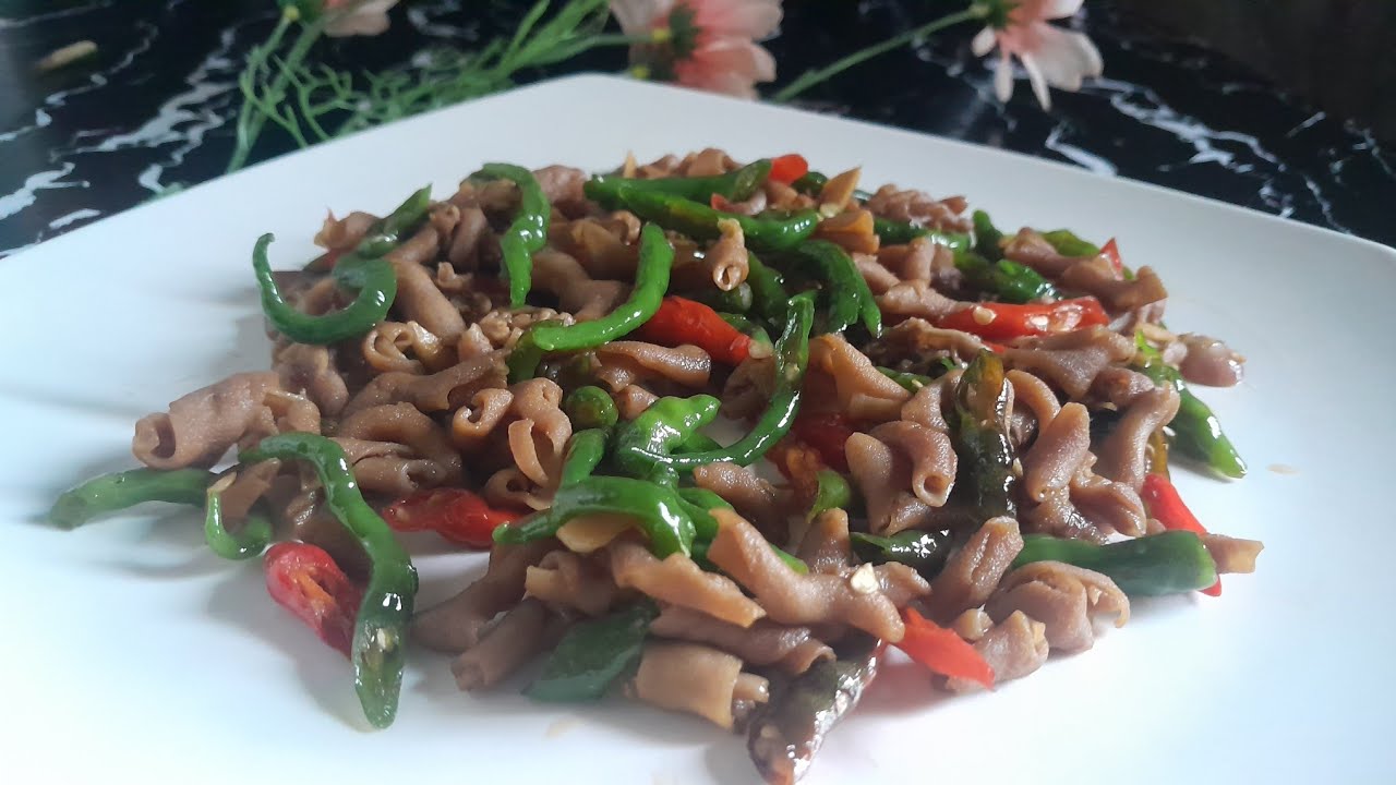 oseng usus ayam cabe ijo||resep tumisan - YouTube