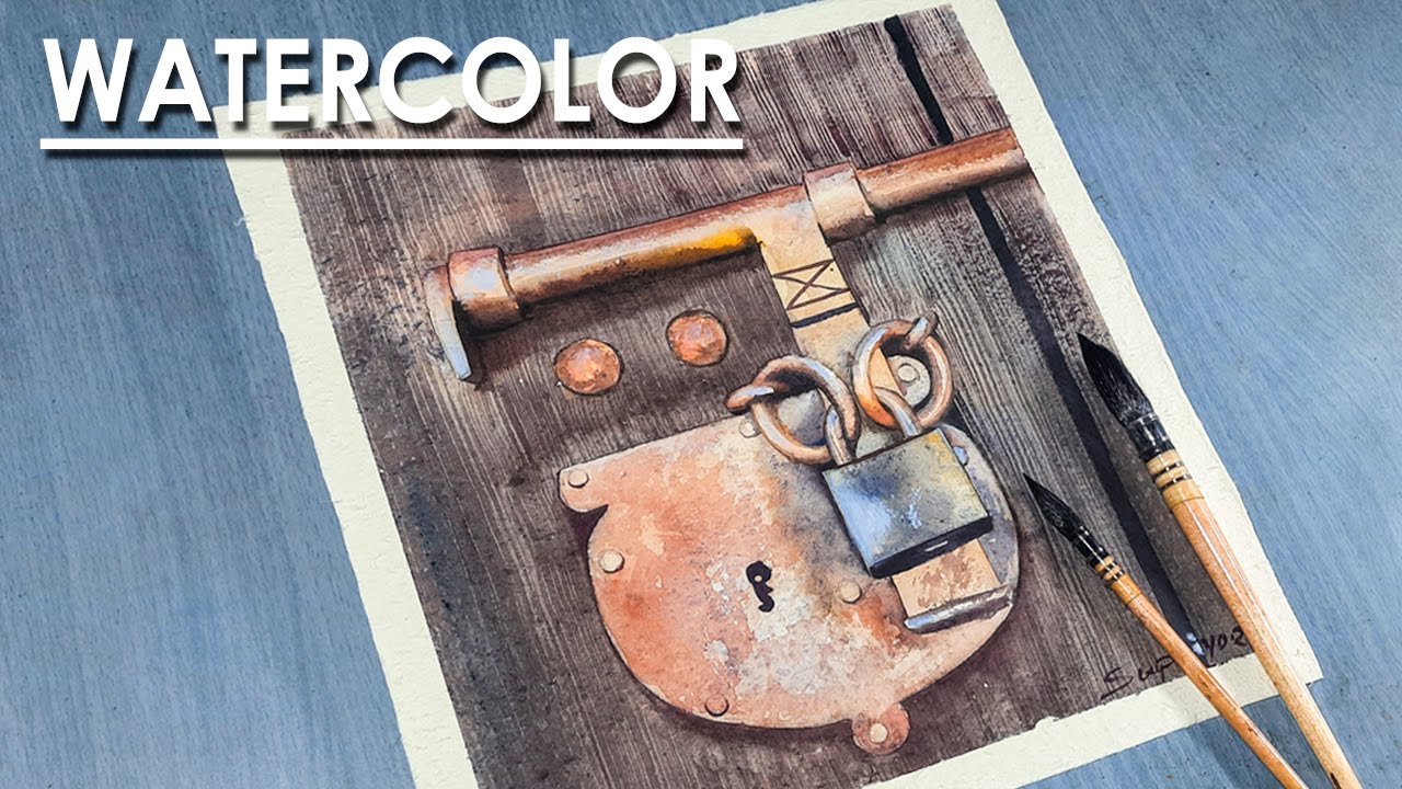 Rusty Hasbold /Aldrop Lock - Watercolor Painting | step by step - YouTube
