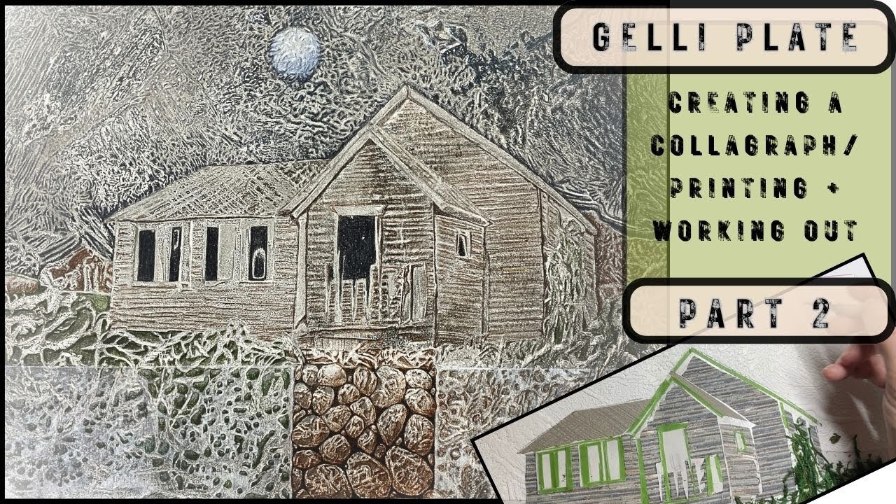 GELLI PLATE: creating a COLLAGRAPH PART 2/ printing and developing - YouTube