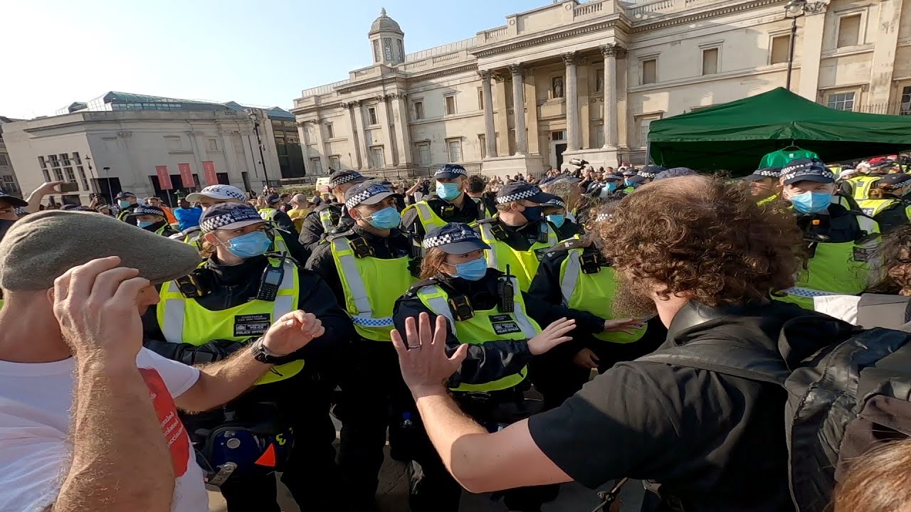 Police Rush Freedom Rally Protest In Trafalgar Square London England ...