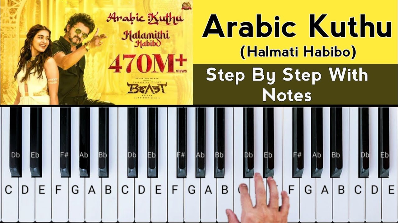 Arabic Kuthu Piano Tutorial | Halmati Habibo | Step By Step With Notes ...
