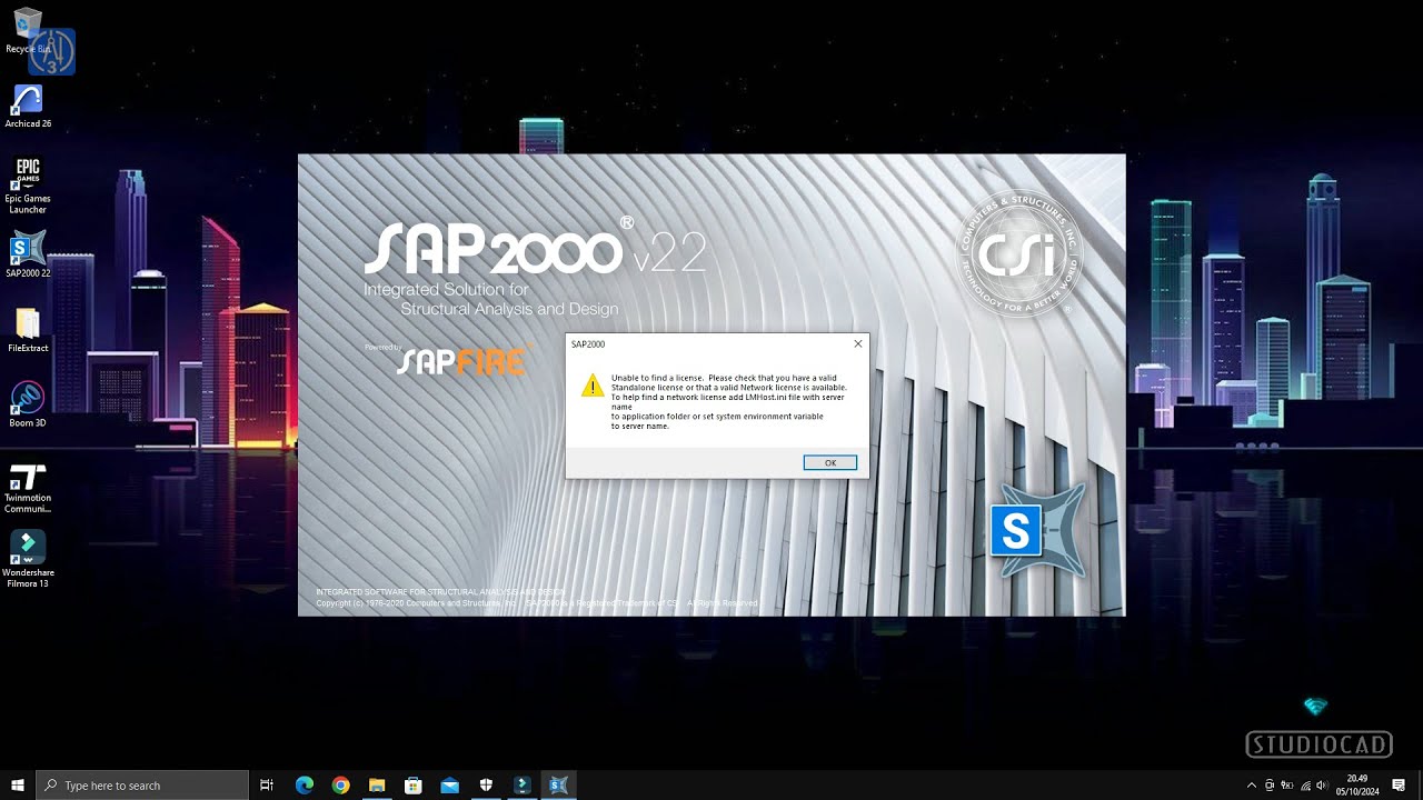 SAP2000 v22 Unlimited - FIX UNABLE TO FIND A LICENSE CSI SAP2000 - YouTube