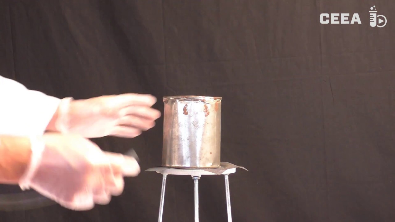 Explosion of natural gas in a tin can - YouTube