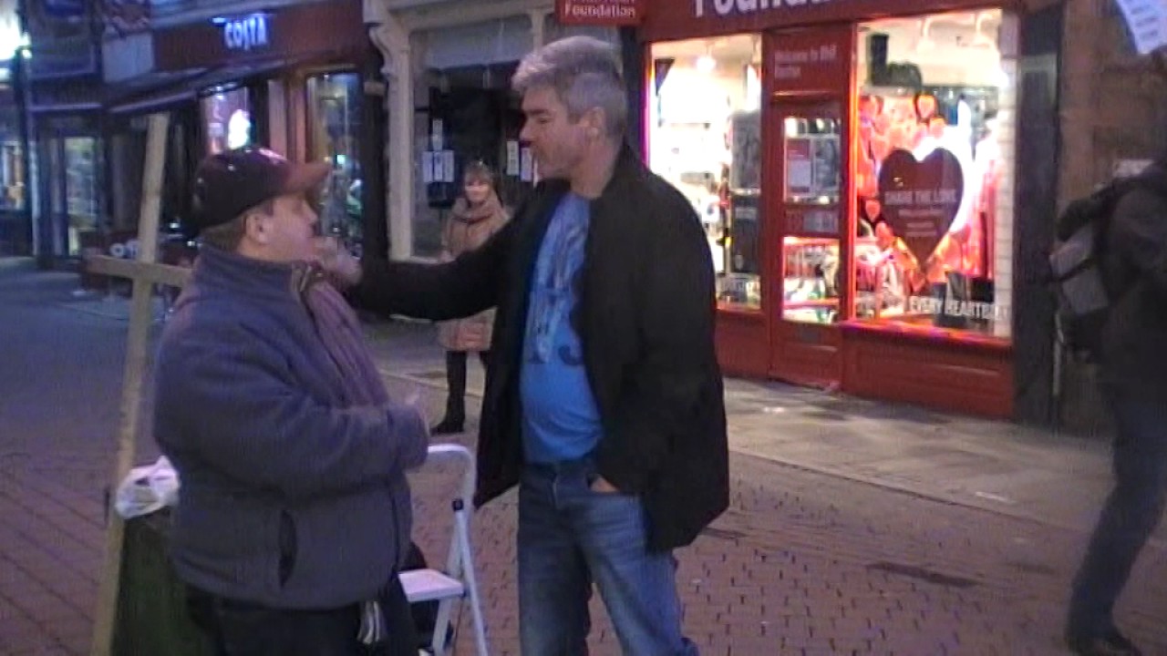 Guy debates street preacher in Buxton ( Must see) - YouTube