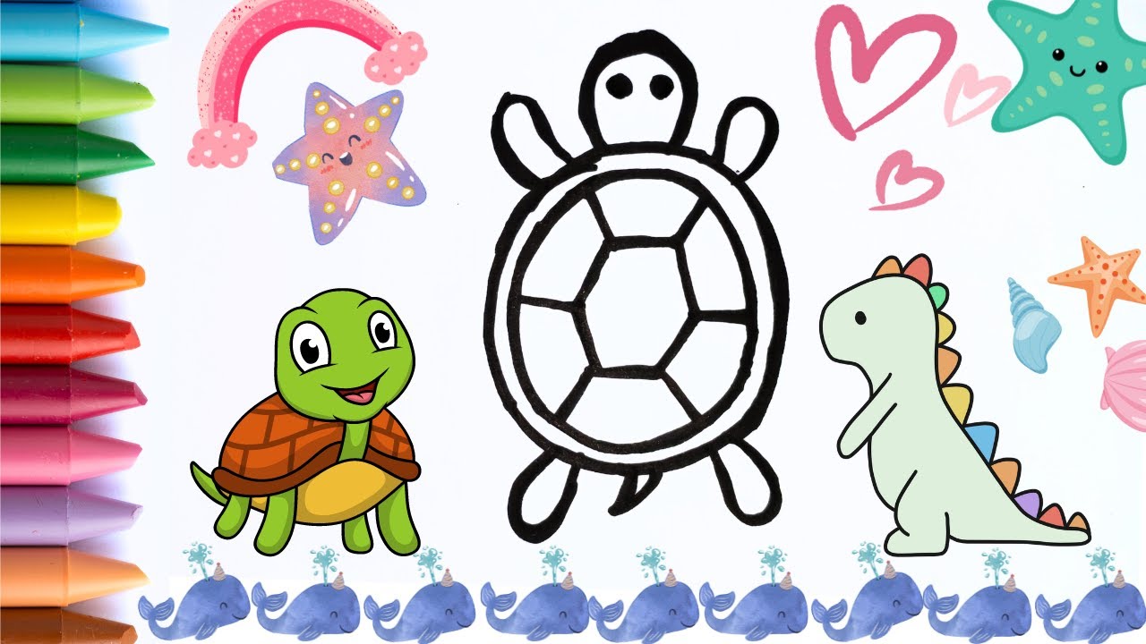 Draw a Rainbow turtle 🐢,painting and Colouring for kids and toddlers|# ...