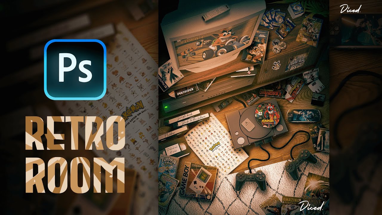 RETRO ROOM | Photoshop speed art! - YouTube