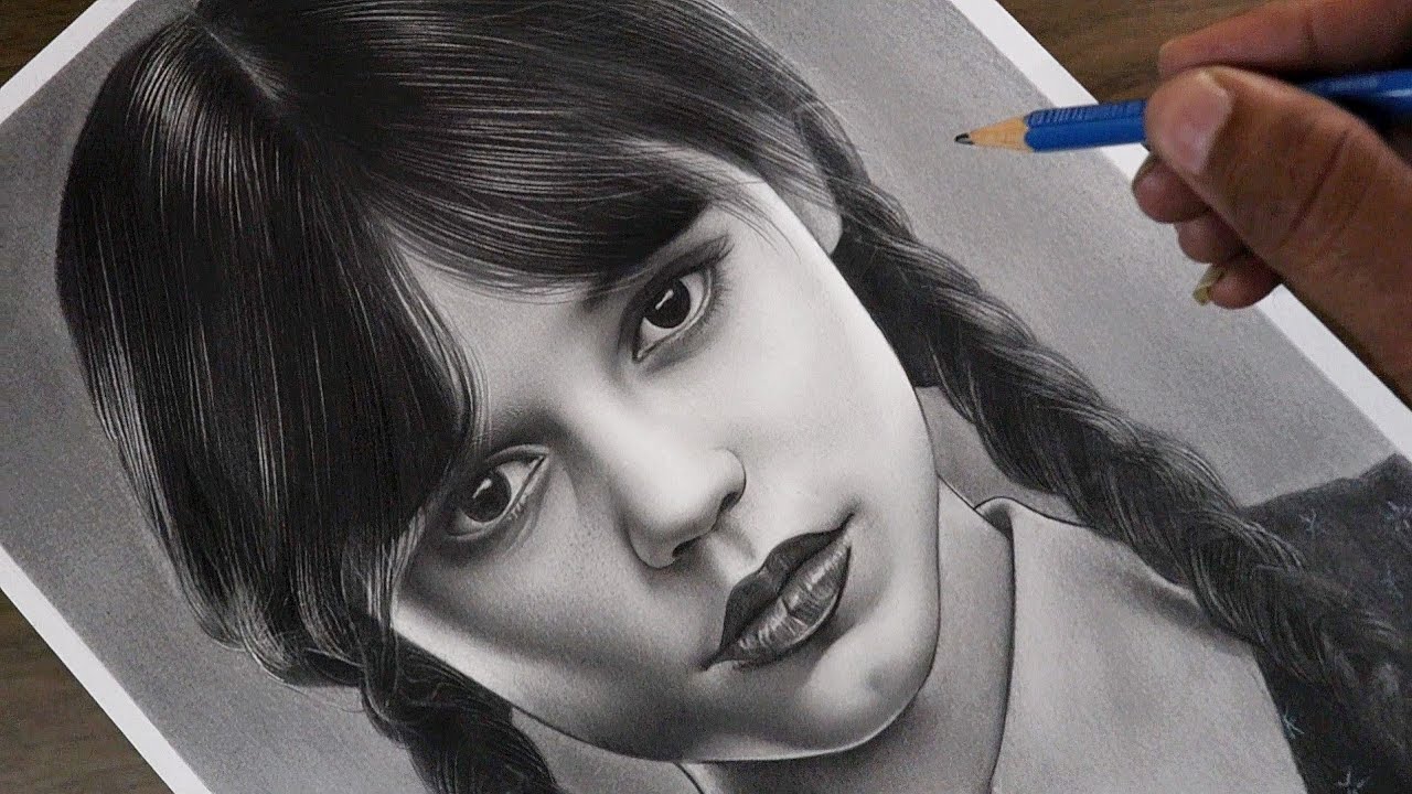 jenna ortega drawing 😇 - YouTube