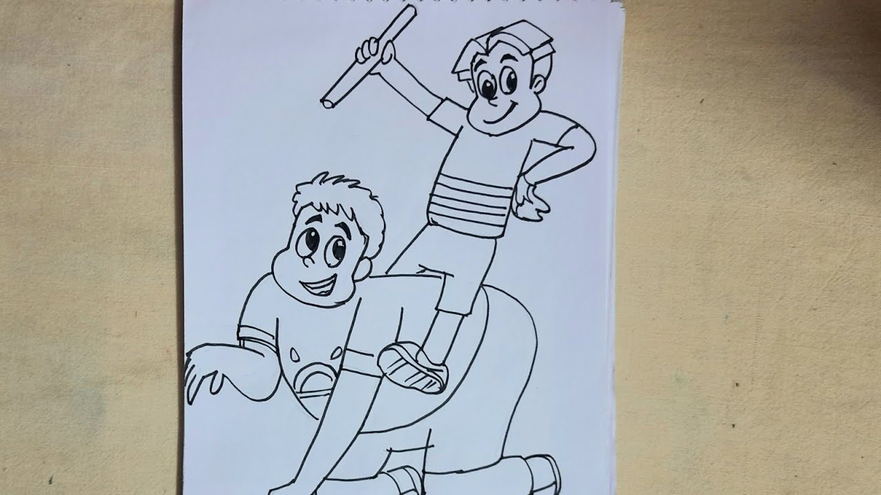 #Titoo cartoon Drawing || Titoo and golu bhai drawing || Titoo and golu ...