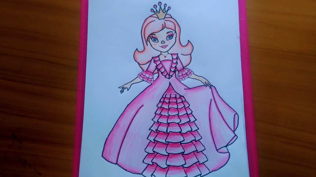 How to Draw a Princess? Cute Princess Drawing and colouring - YouTube