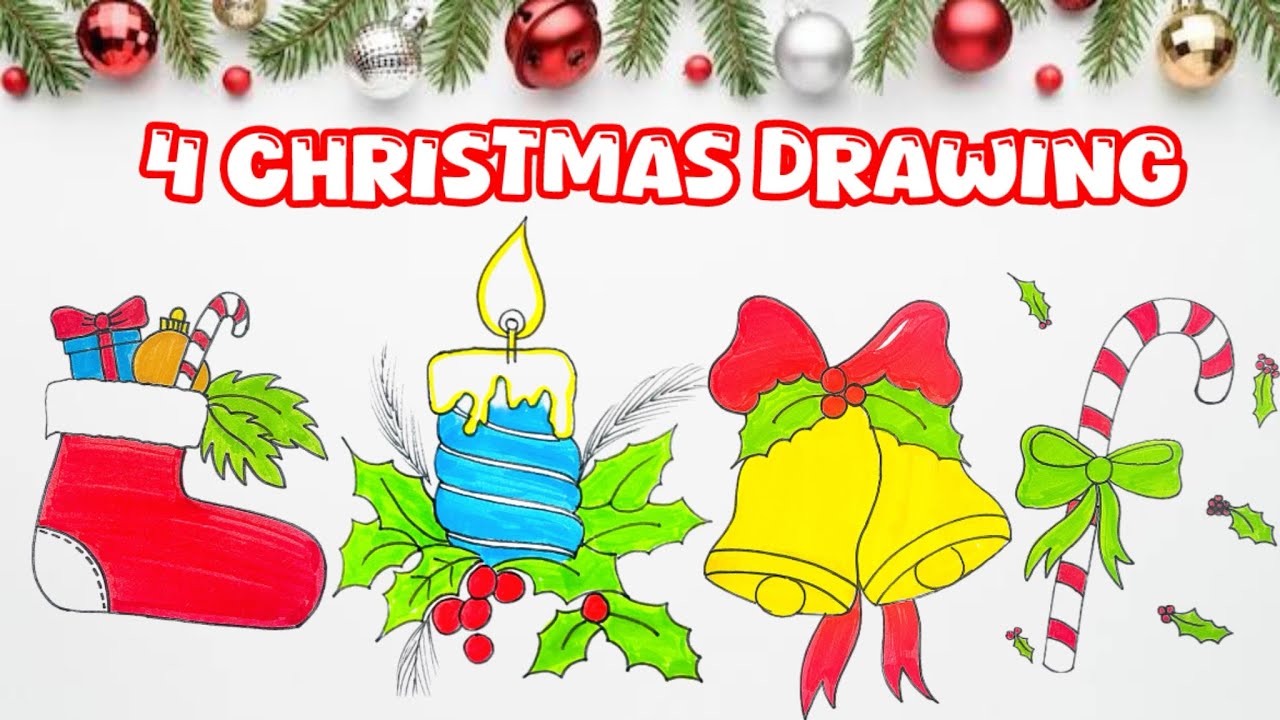 4 amazing Christmas Drawing Step By Step|how to draw Christmas Drawing ...