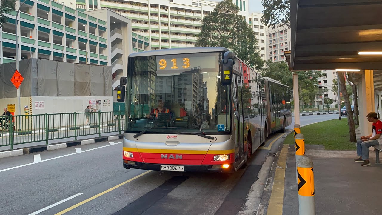 SMRT Buses MAN NG363F A24 [SMB8027G] on Feeder 913 - YouTube