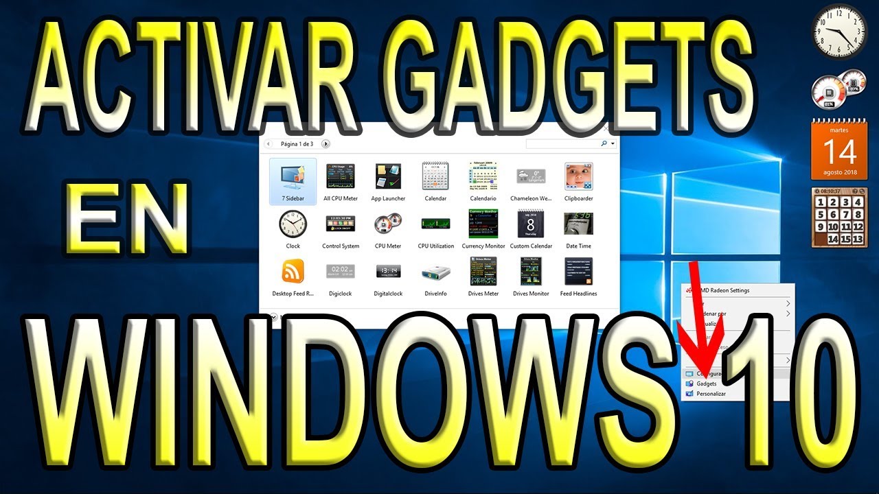 CÓMO ACTIVAR GADGETS EN WINDOWS 10 | Muy Fácil - YouTube
