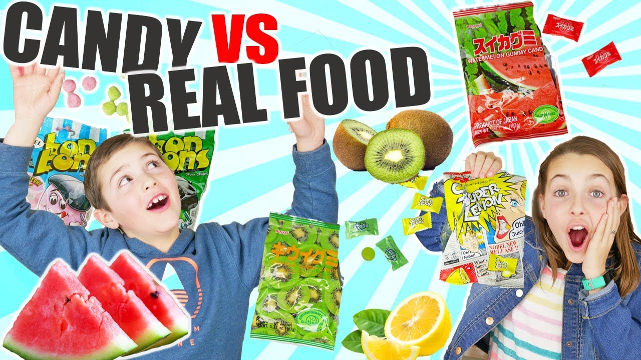 Gummy Candy VS Real Food Taste Test Challenge Game | Kids Try Candy ...