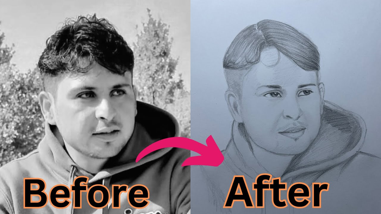 Basics of protrait drawing for beginners//Free hand portrait Drawing ...