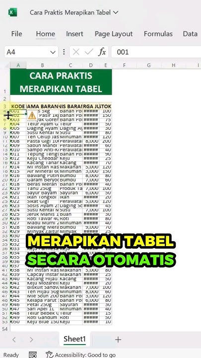 Cara Praktis Merapikan Tabel Dengan Banyak Data di Excel #belajarexcel #exceltips #tutorialexcel ...