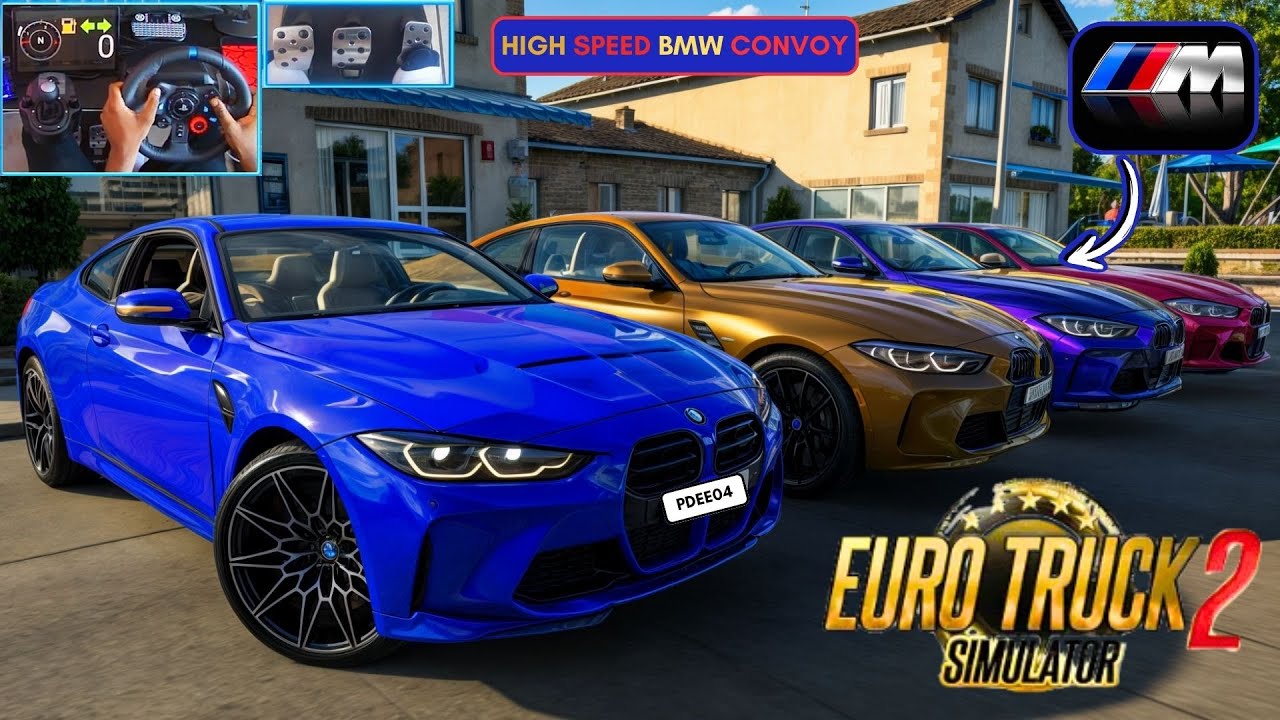 4 BMW M4 G28 Cars Cruising in ETS2 | Realistic Logitech G29 Steering ...