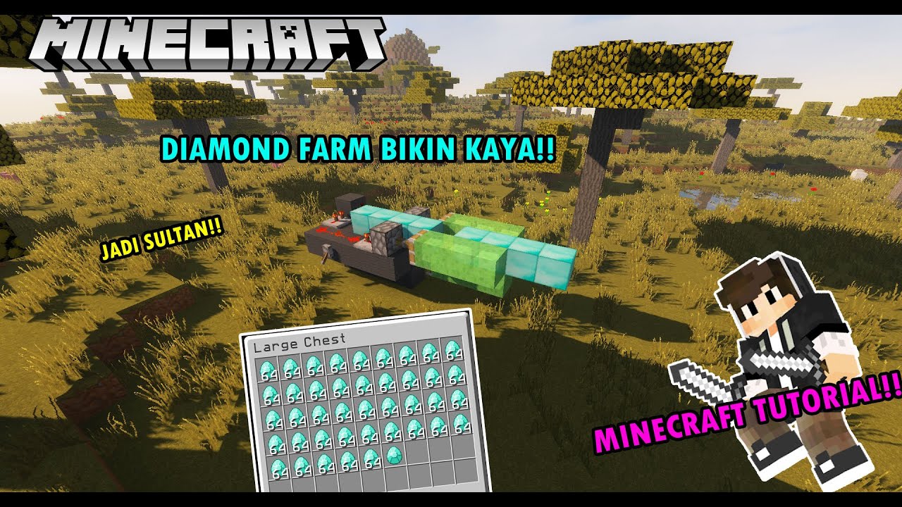 CARA MEMBUAT DIAMOND FARM DI MINECRAFT SURVIVAL || BIKIN CEPAT KAYA ...
