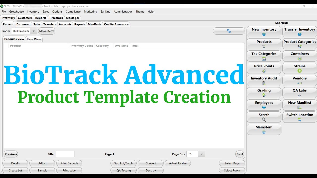 BioTrack Advanced- Product Template Creation - YouTube