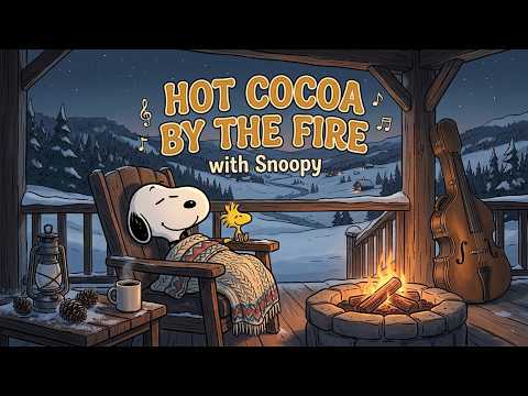 Frosty Jazz with Snoopy | Mountain Lodge Chair With Hot Cocoa & Pine Ember Firelight