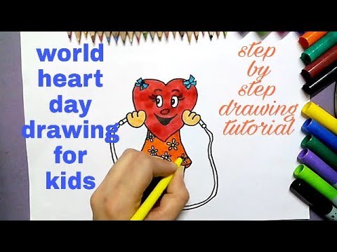 World heart day drawing for kids - YouTube