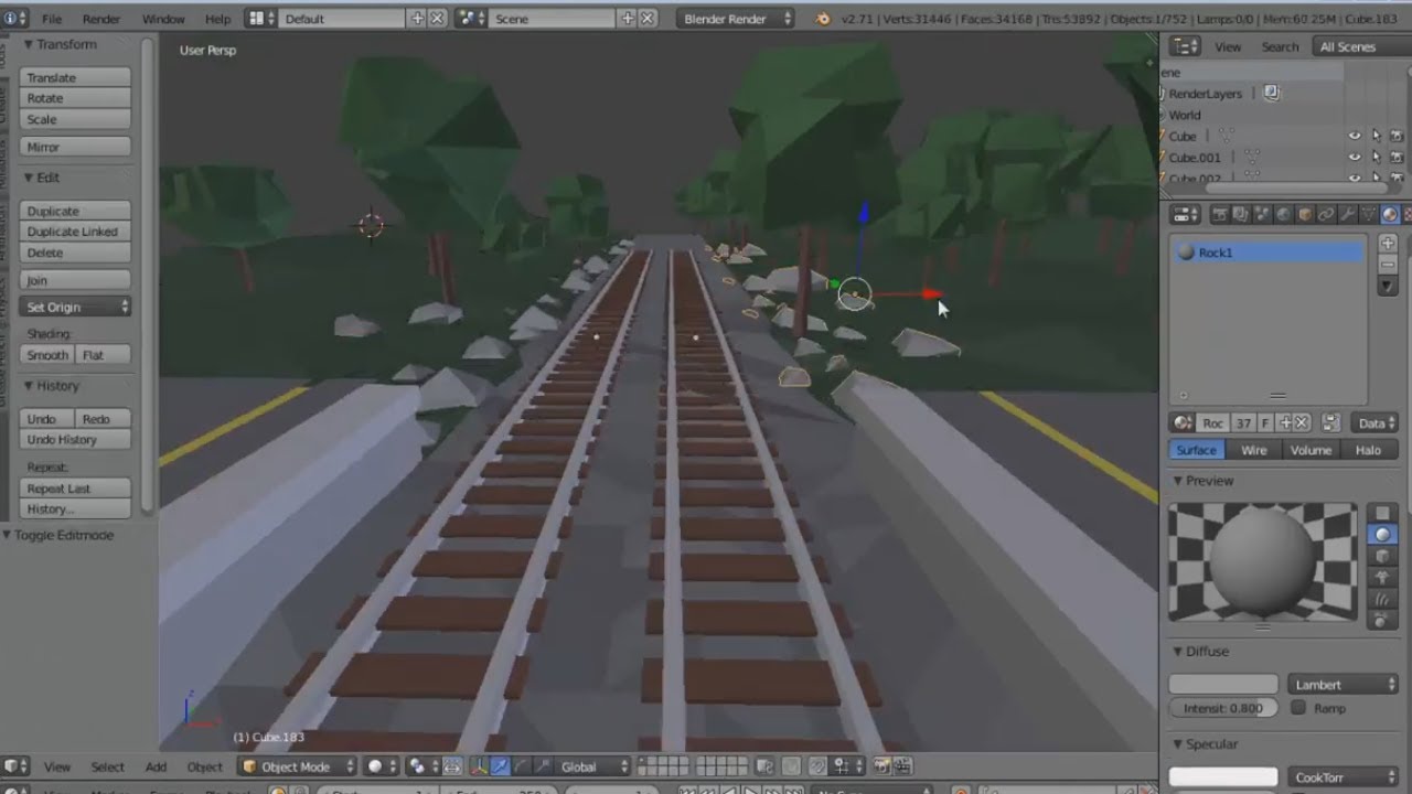 Low Poly Train Station Scene Modeling/Lighting Timelapse (Blender ...