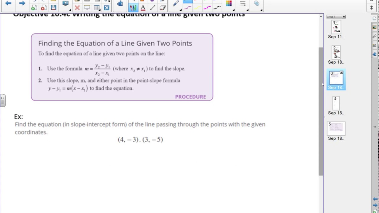 108 10.4c Writing the equation of a line given two points - YouTube