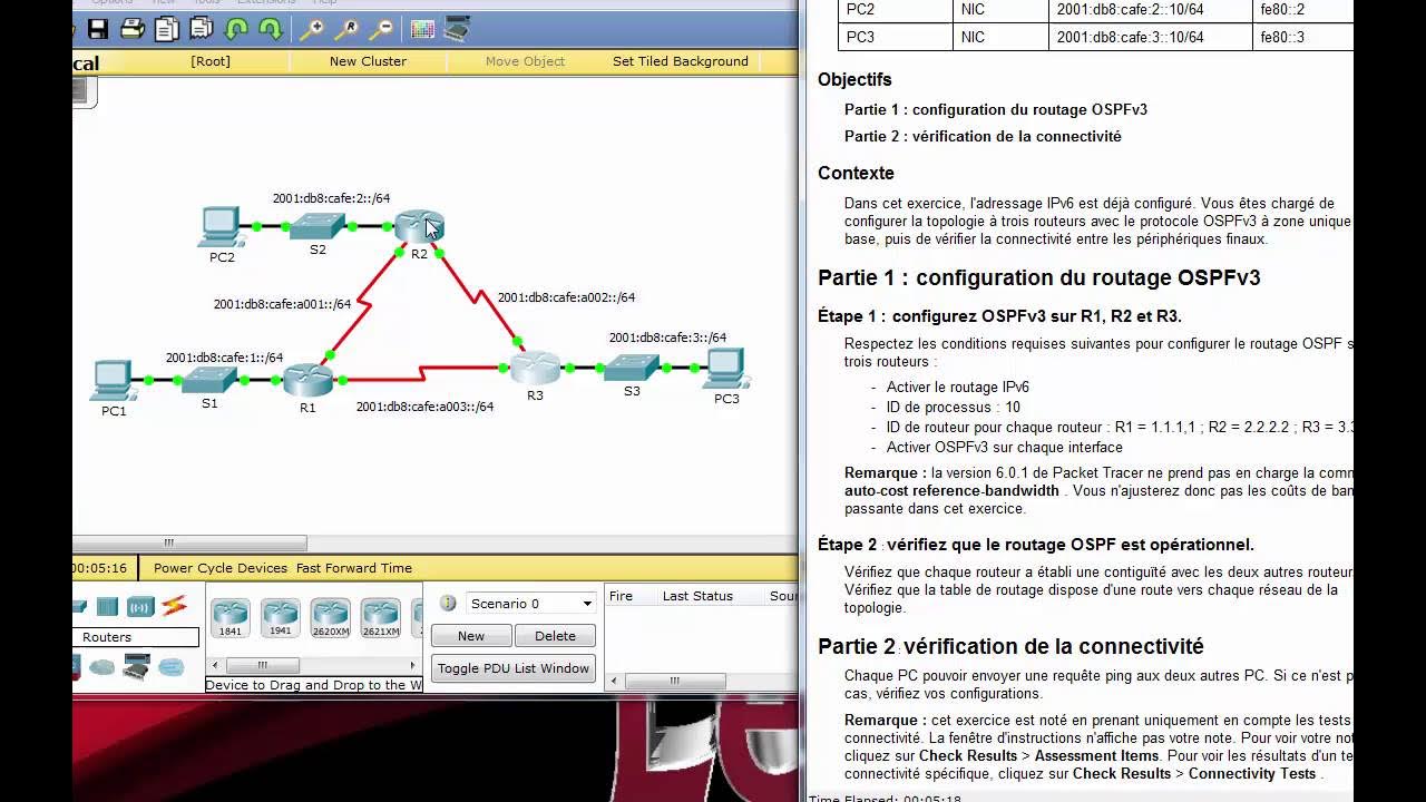 8.3.3.5 Packet Tracer - Configuring Basic OSPFv3 in a Single Area - YouTube