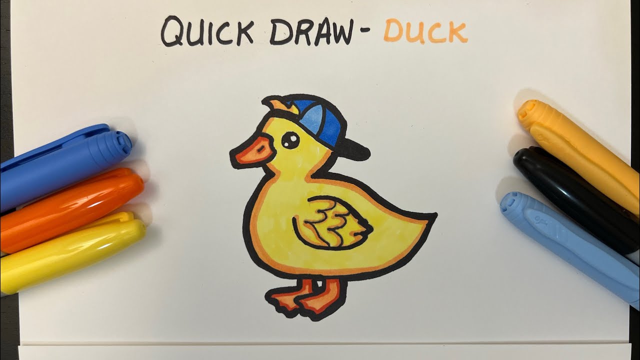 Quick Draw for Kids - How to Draw a Cute Duck (Easy) - YouTube