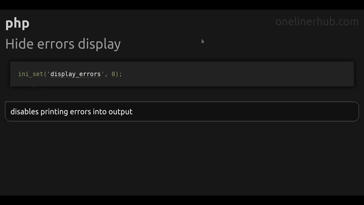 Hide errors display - YouTube