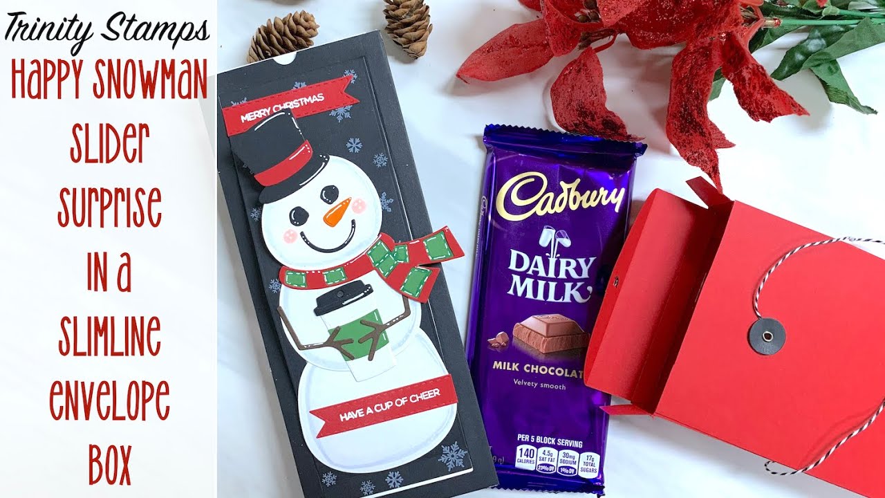 Trinity Stamps Happy Snowman Surprise Card in a Slimline Box - YouTube