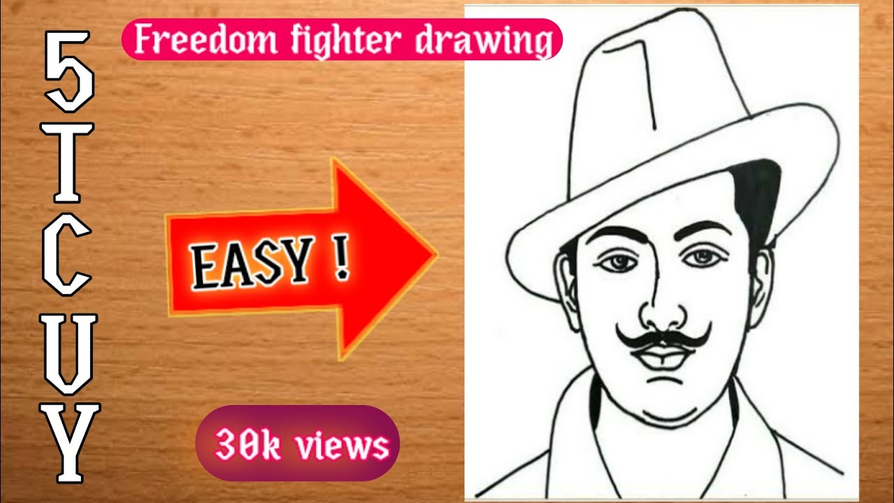 Freedom fighter easy trick drawing 🇮🇳 || Bhagat singh drawing || - YouTube