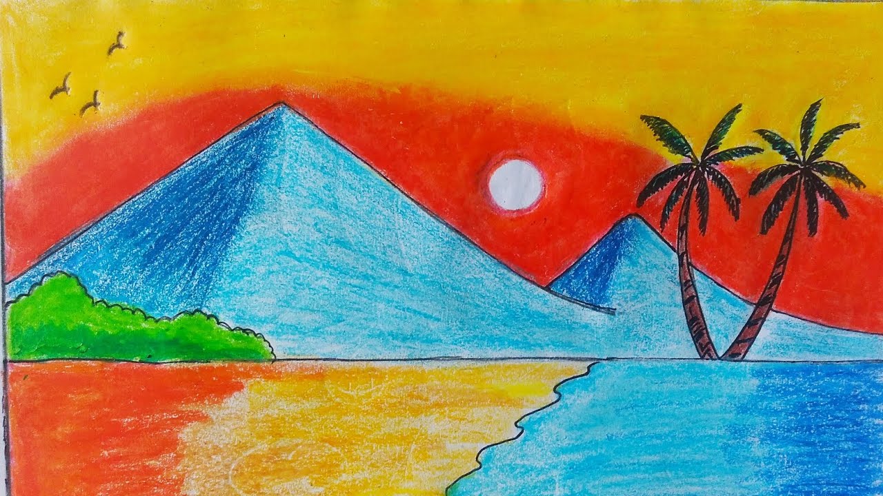 Scenary sea side drawing - YouTube