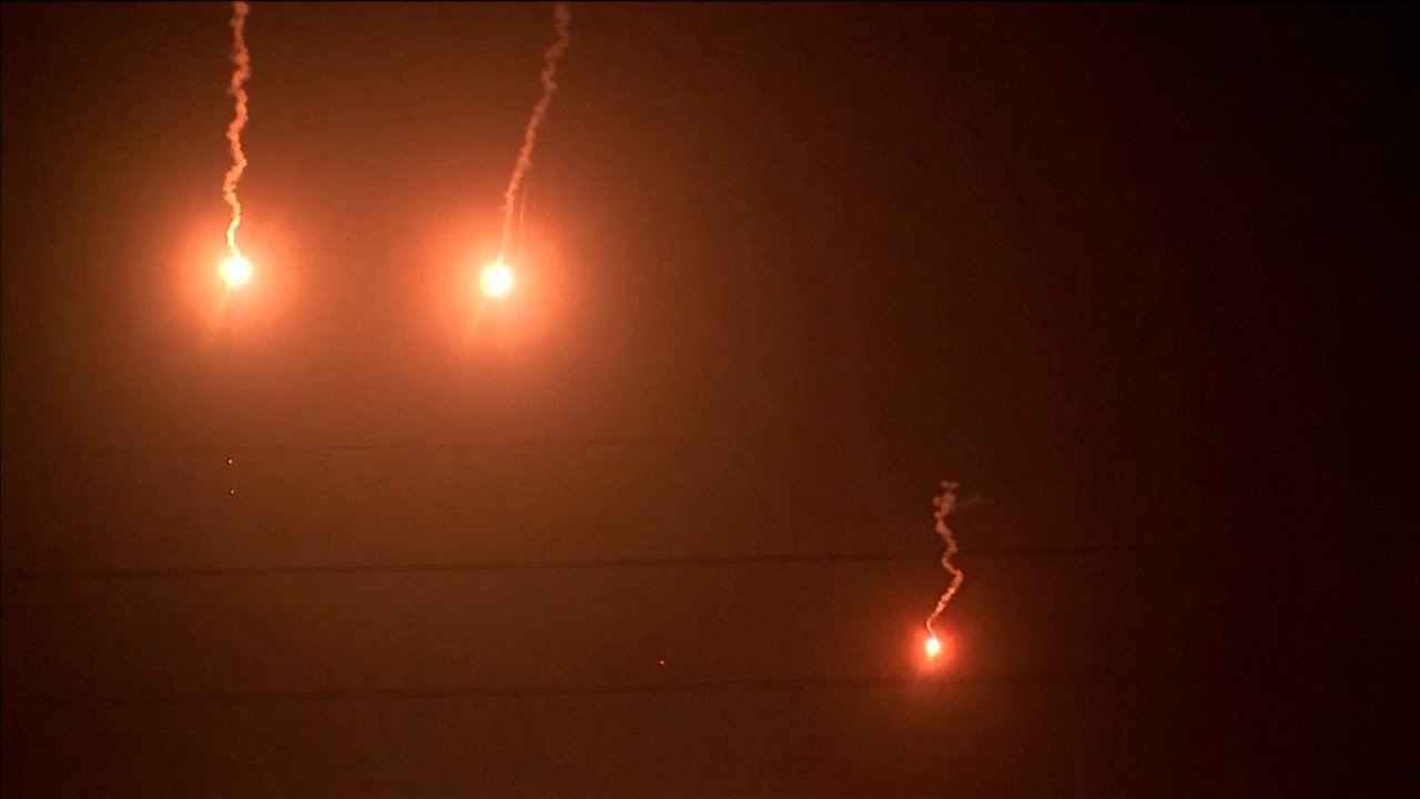 Flares Light Up Night Sky Over Gaza | VOA News - YouTube