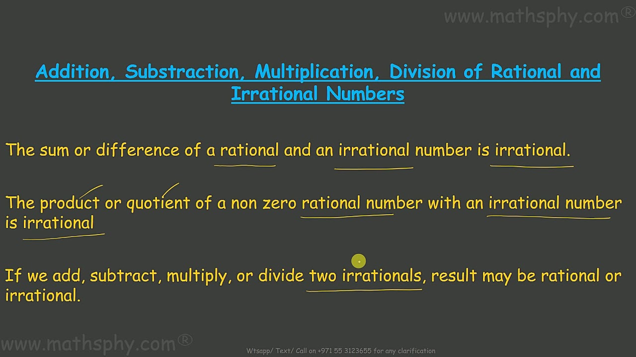 Rational and Irrational Numbers: Sum Subtraction Division ...