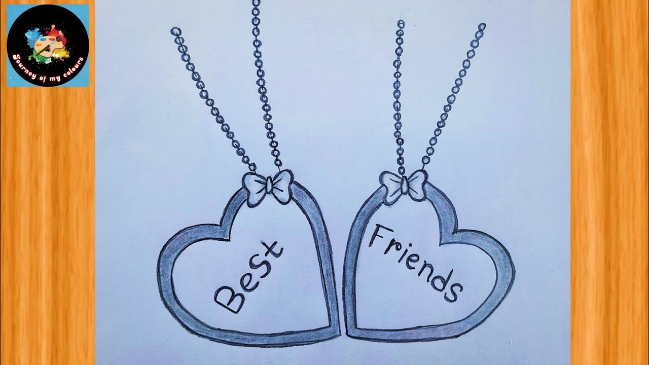 Best friends drawing, Best friends locket Drawing/ Bff drawing ...