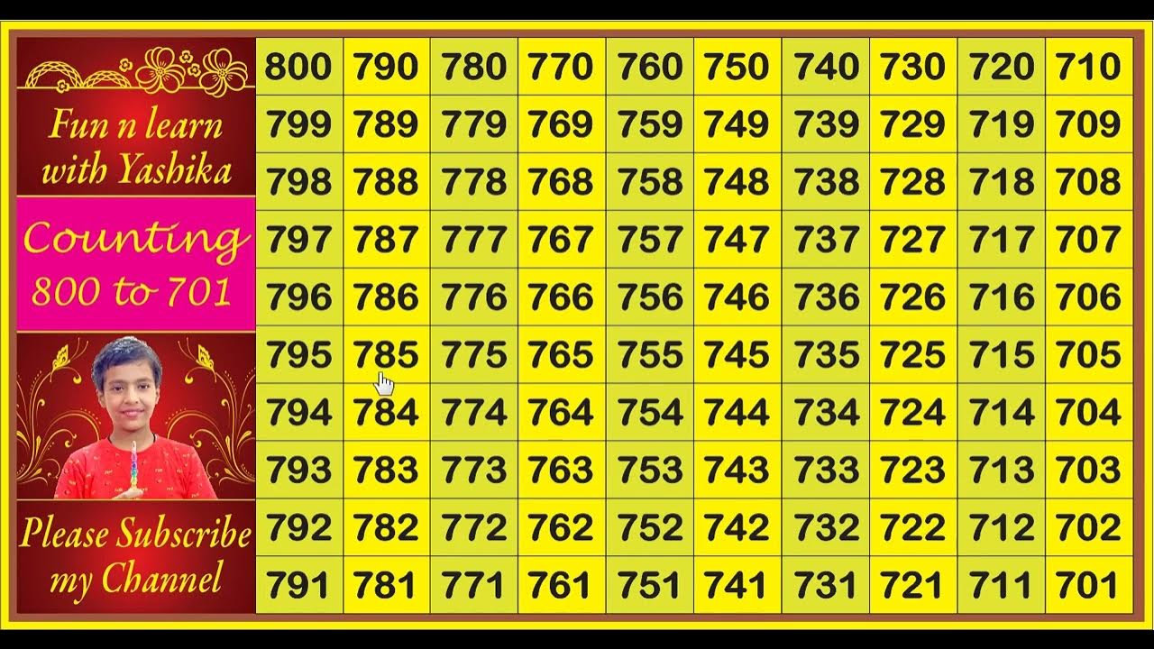 Backward counting 800 to 701 | backward counting | reverse counting 800 to 701 | reverse ...