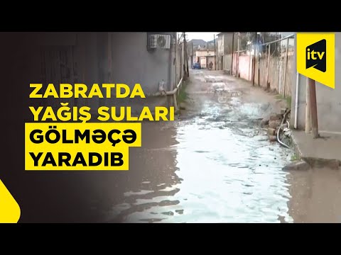 Yağışdan sonra Zabrat küçələrində kanalizasiya problemi