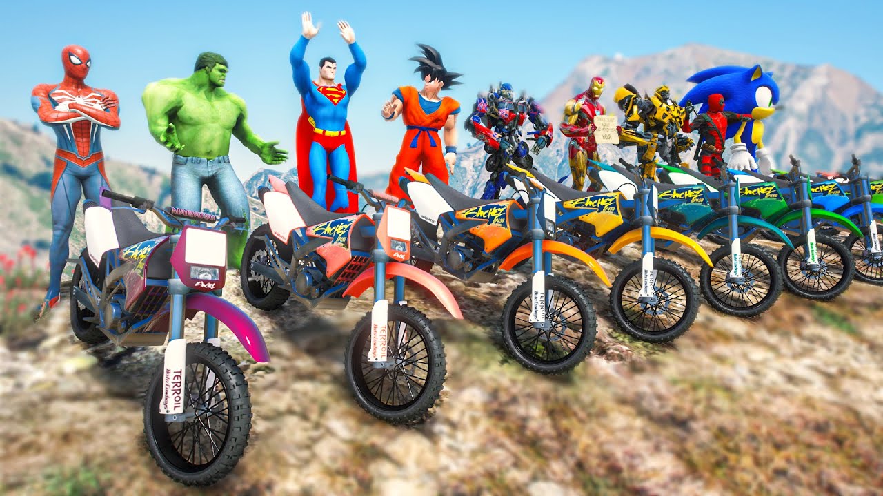 SPIDERMAN TEAM VS HULK TEAM | Superheroes Racing Mountain Stunt Ramps ...