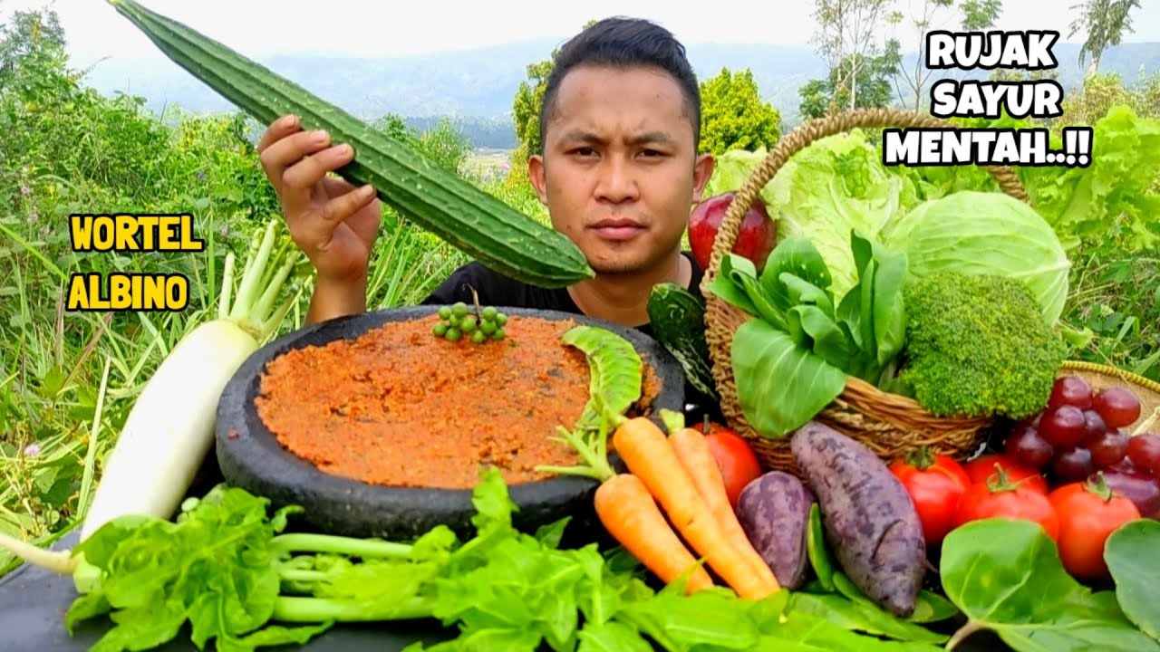 MUKBANG SAYURAN MENTAH‼️NGERUJAK SAYUR - LALAPAN MENTAH - YouTube